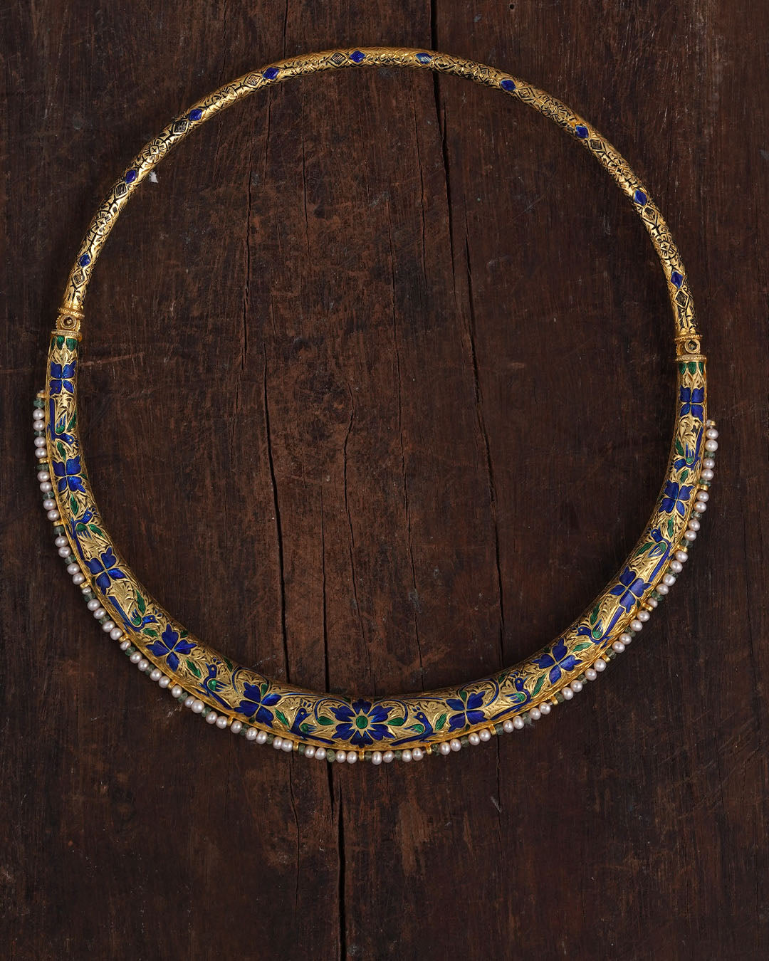 Kalki Gold and Polki meenakari torque Hasli Indian wedding Necklace ...