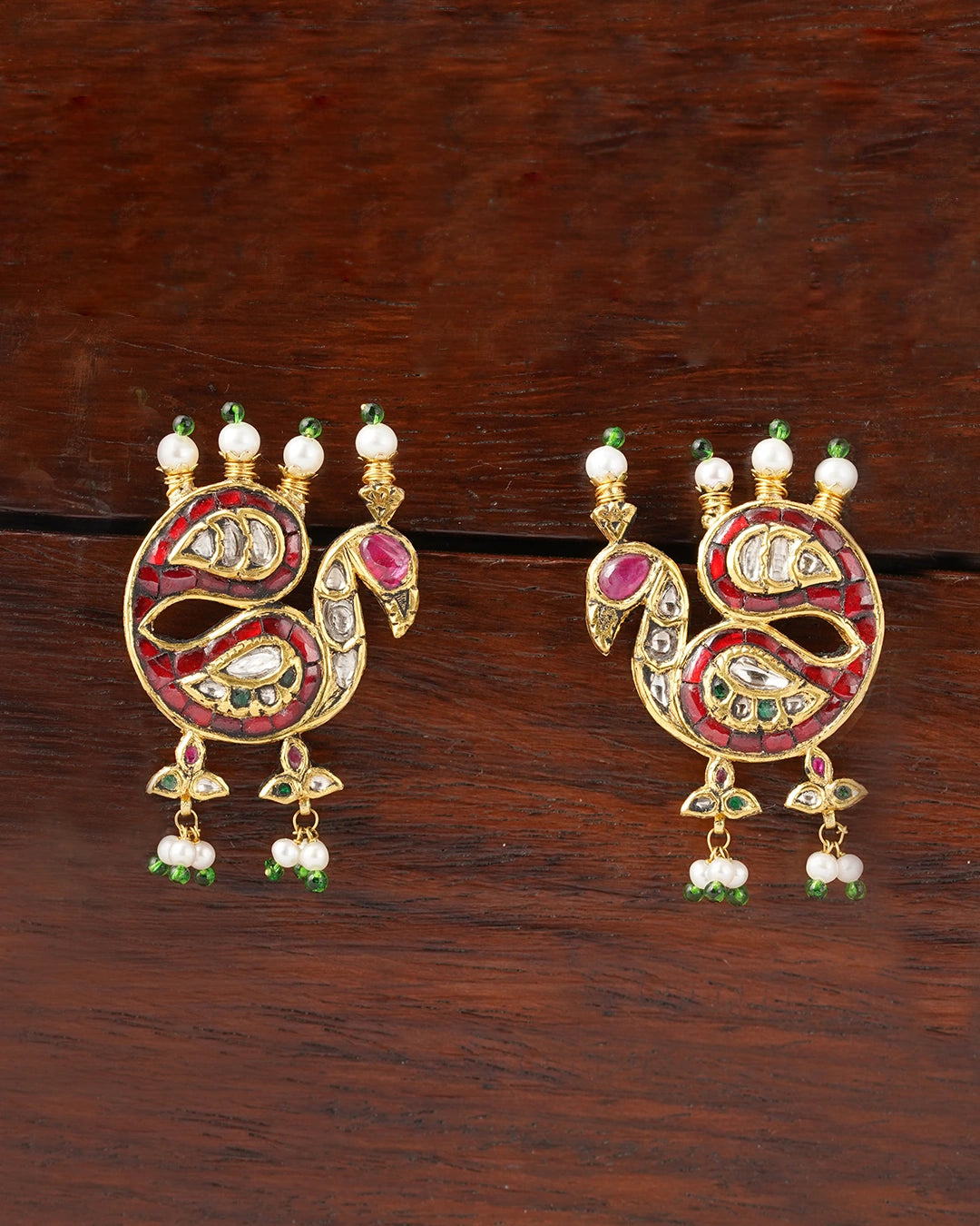 Vaani Gold and Polki Multi-Gemstone Ear Studs – Timeless Indian Jewelry ...