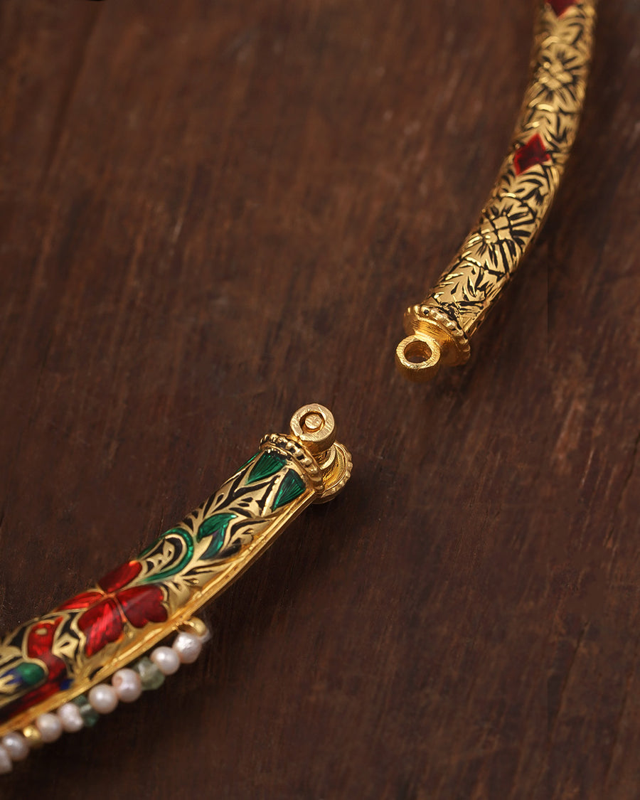 Kalki Gold and Polki meenakari torque Hasli Indian wedding Necklace ...