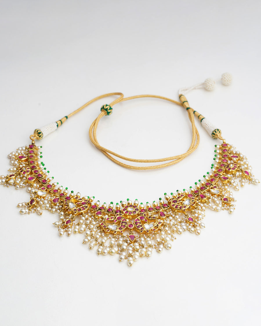 Guttapusalu Gold Ruby and Pearl Necklace – Timeless Indian Jewelry | Aurus
