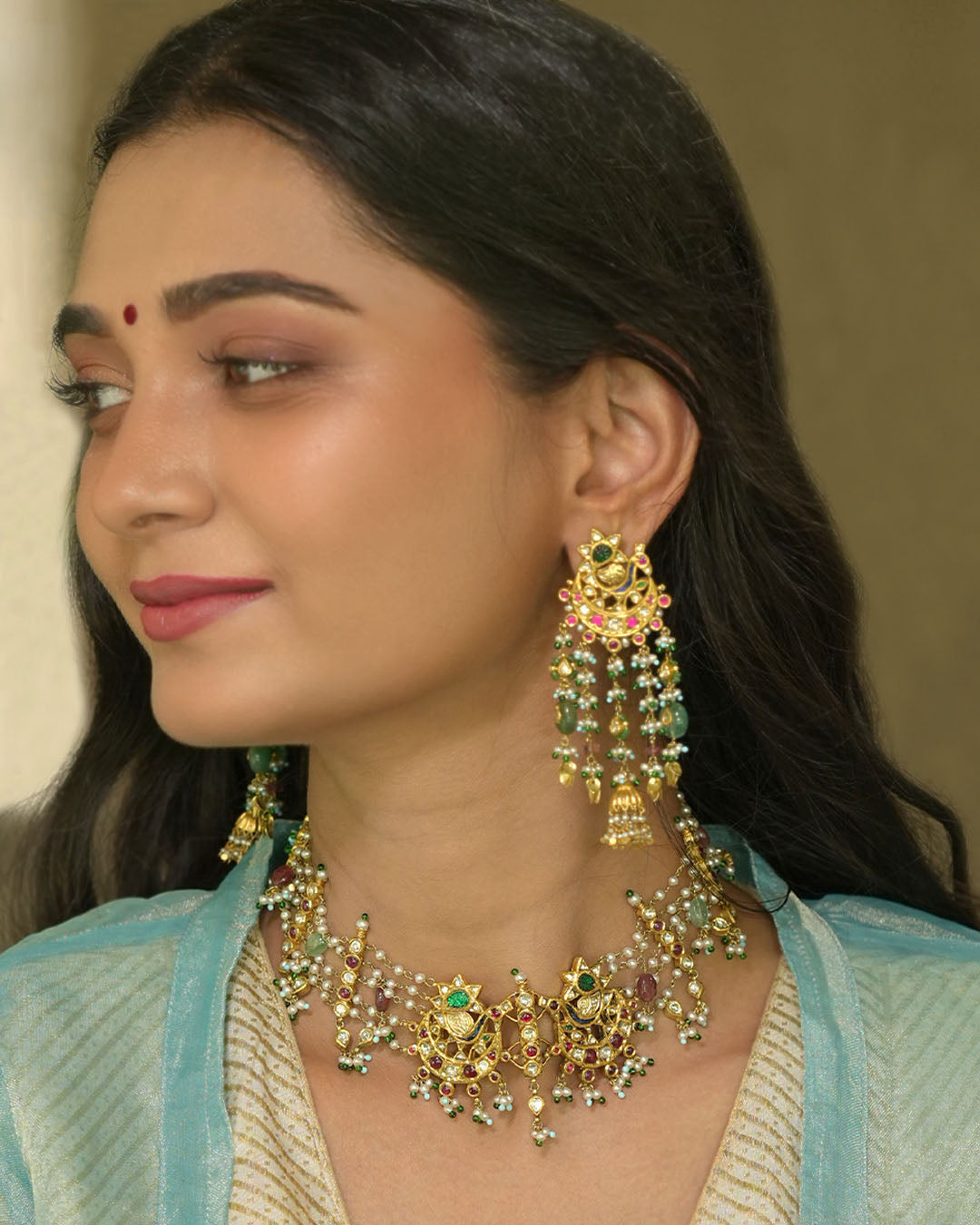 Shirali gold and polki peacock Necklace – Timeless Indian Jewelry | Aurus