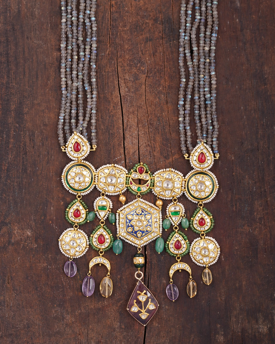 Rewa Gold Jaisalmeri Gemstone Necklace – Timeless Indian Jewelry | Aurus